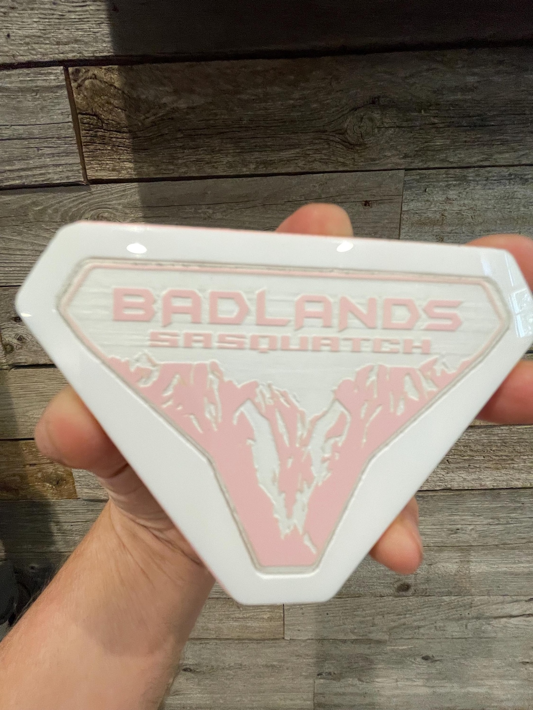 Badlands Sasquatch Acrylic Fender Badge, Pink & White Emblem - Etsy