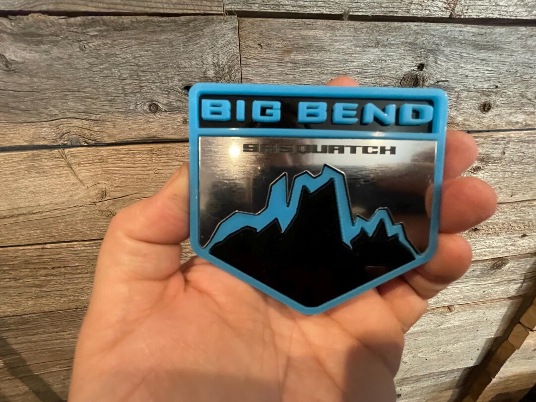 Big Bend Sasquatch Emblem: Light Blue & Black Acrylic Badge - Etsy