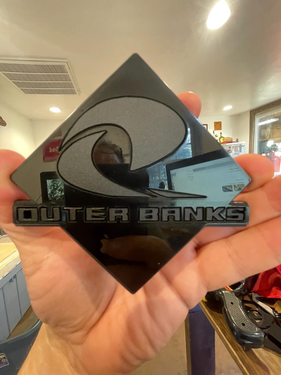 Blacked Out Reversed "outerbanks" Matte Black Letters on Gloss Black on ...