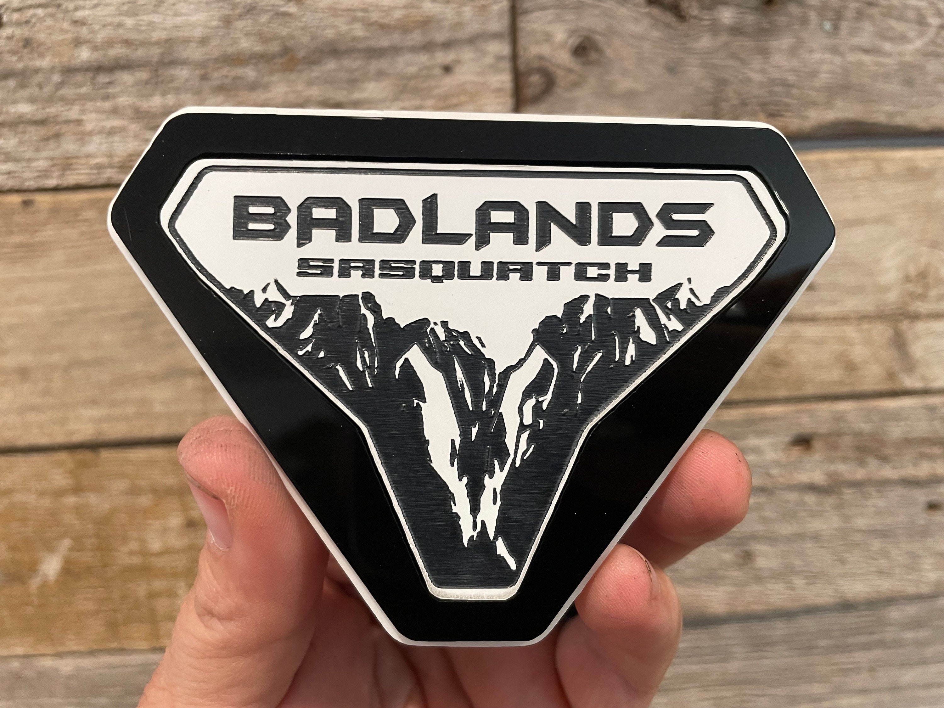 Badlands Sasquatch White on Black Acrylic Fender Badge Emblem - Etsy