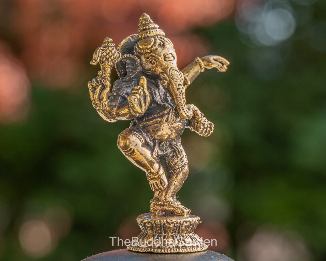 Brass Dancing Ganesh Statue, 2.5 Inches Tall, Hindu God of Success ...