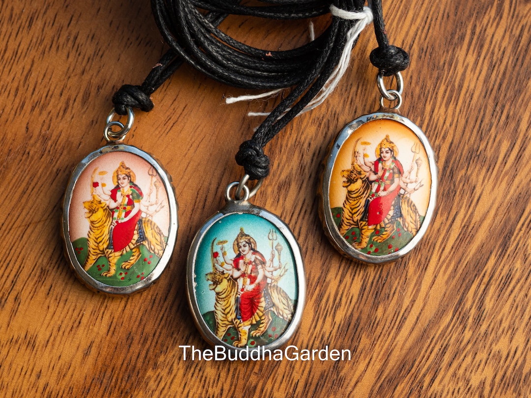 Durga Pendant: Ceramic Hindu Goddess Durga Necklace Pendant With Cord ...