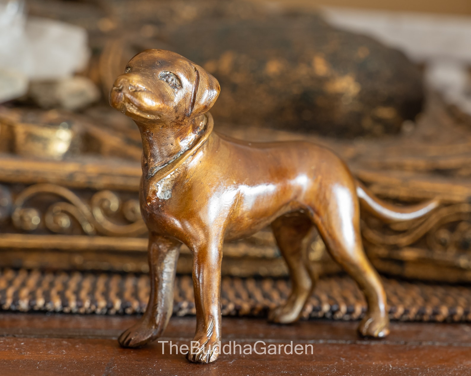 Small Dog Statue, Brass Doggy Figurine, 2.5 Inches Tall and 4 Inches ...