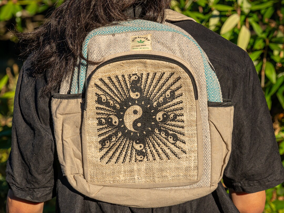 Hemp Radiant Yin Yang Design Backpack: Back Pack, Made of Hemp, With 21 ...