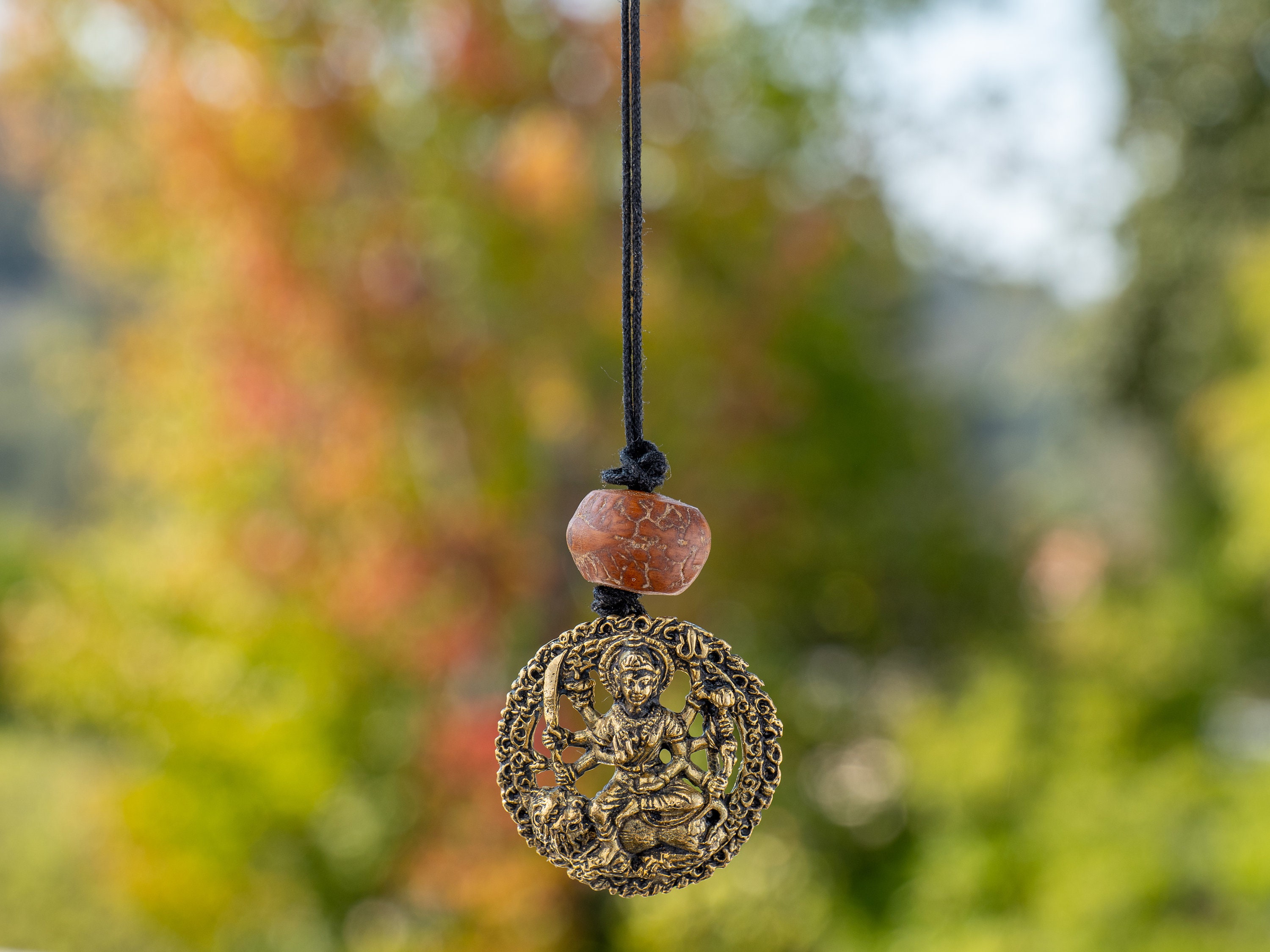 Durga Pendant Round Brass Durga Necklace Pendant With Cord - Etsy
