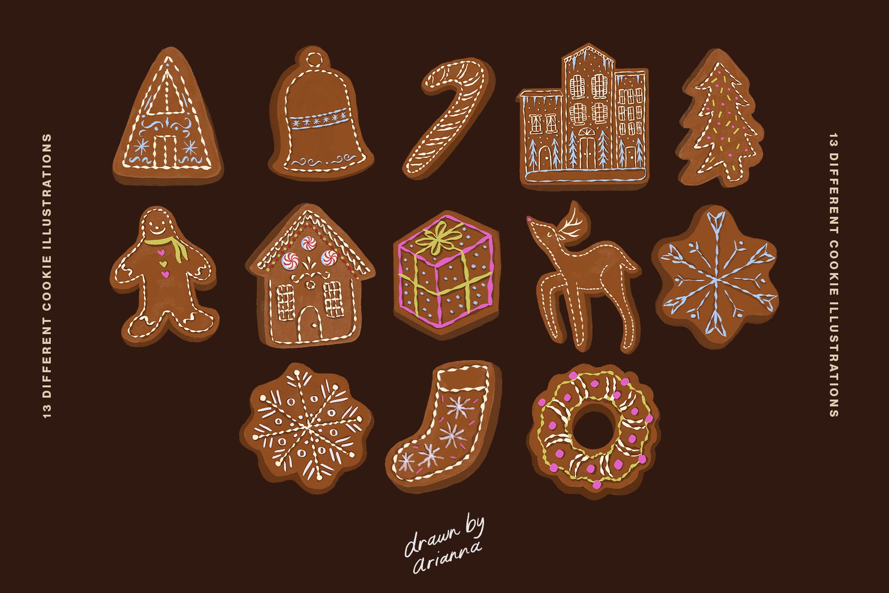 Hand-drawn Holiday Cookie Collection - Etsy