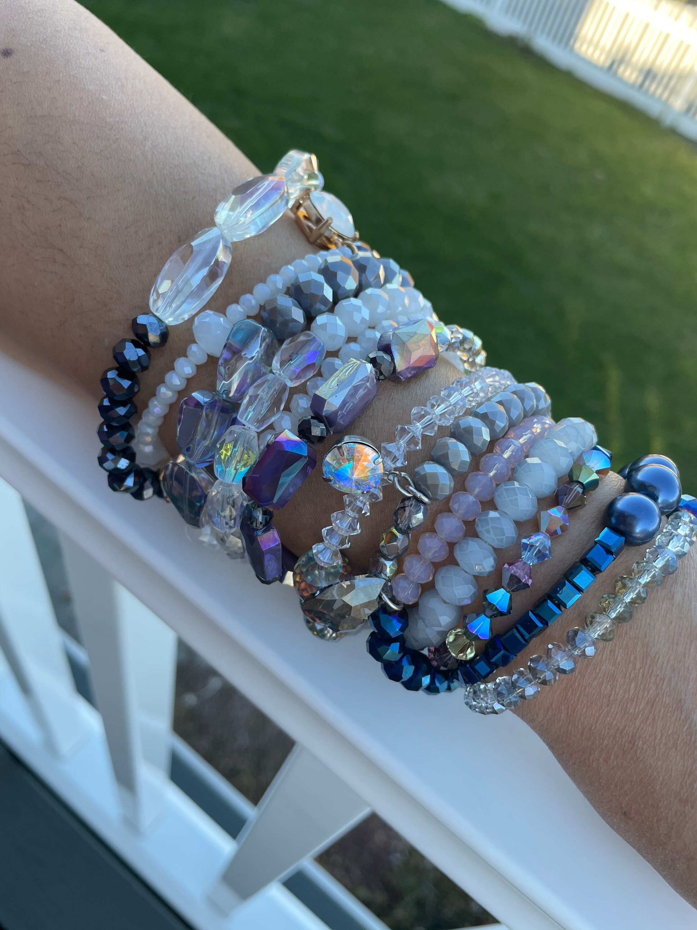 Gorgeous Crystal and Glass Beaded Wrap Bracelet, Each Bracelet is One ...
