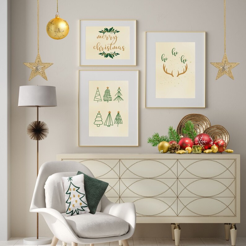 Christmas Printable Gallery Set of 3, Posters for Holiday Decor, Set of ...