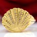 Solid 14k Gold Sea Shell Ring Gold Diamond Shell Ring Real - Etsy