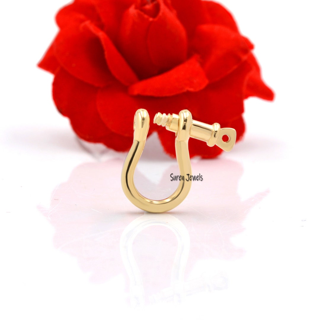 14K Gold Shackle Lock, Anchor Shackle Lock, Plain Shackle Lock, Snaffle ...