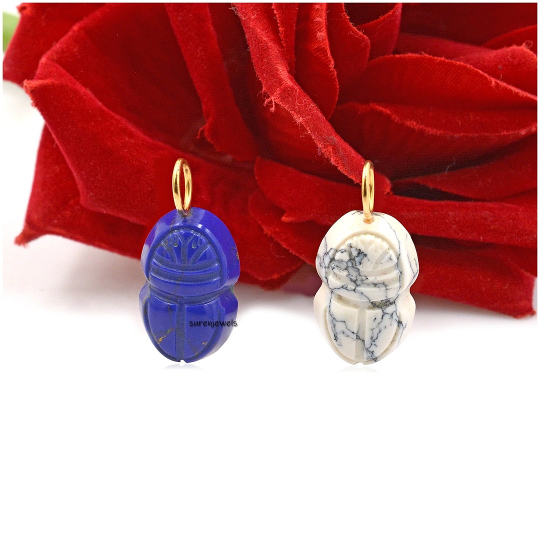 Black Onxy CZ Scarab Charm, Scarab Amulet Pendant, Silver Gemstone ...