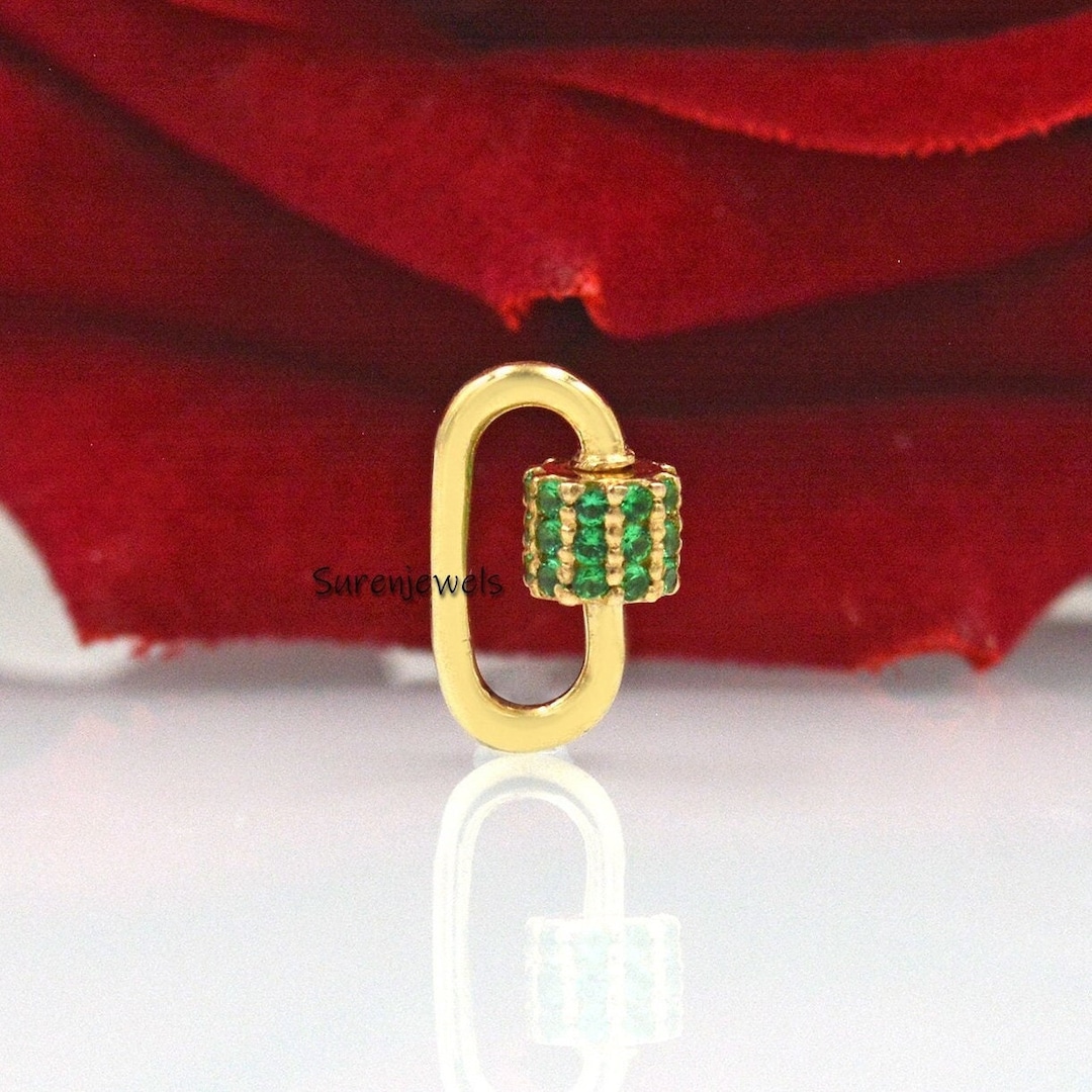 9K Gold Emerald Carabiner Lock - Etsy