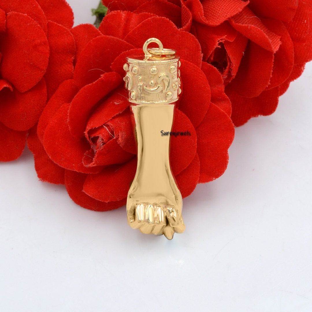 14K Gold Figa Hand Pendant, Solid Gold Figa Hand Pendant, 14K Good Luck ...