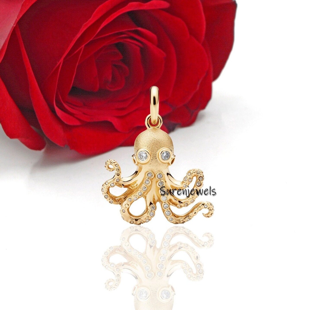 925 Silver Octopus Pendant, Designer Octopus Pendant, Gold Plated ...