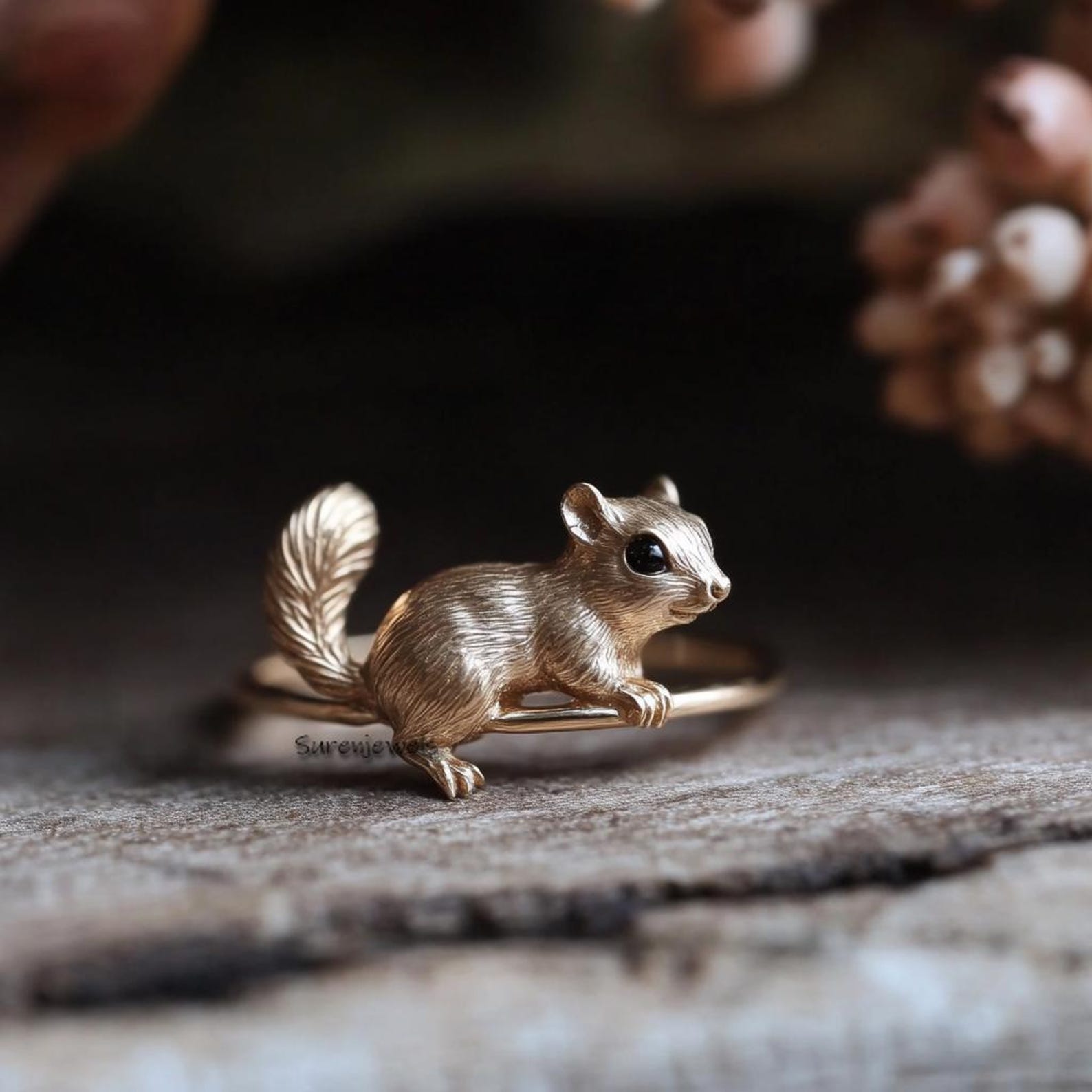 14k Gold Squirrel Ring: Handmade Animal Jewelry - Etsy