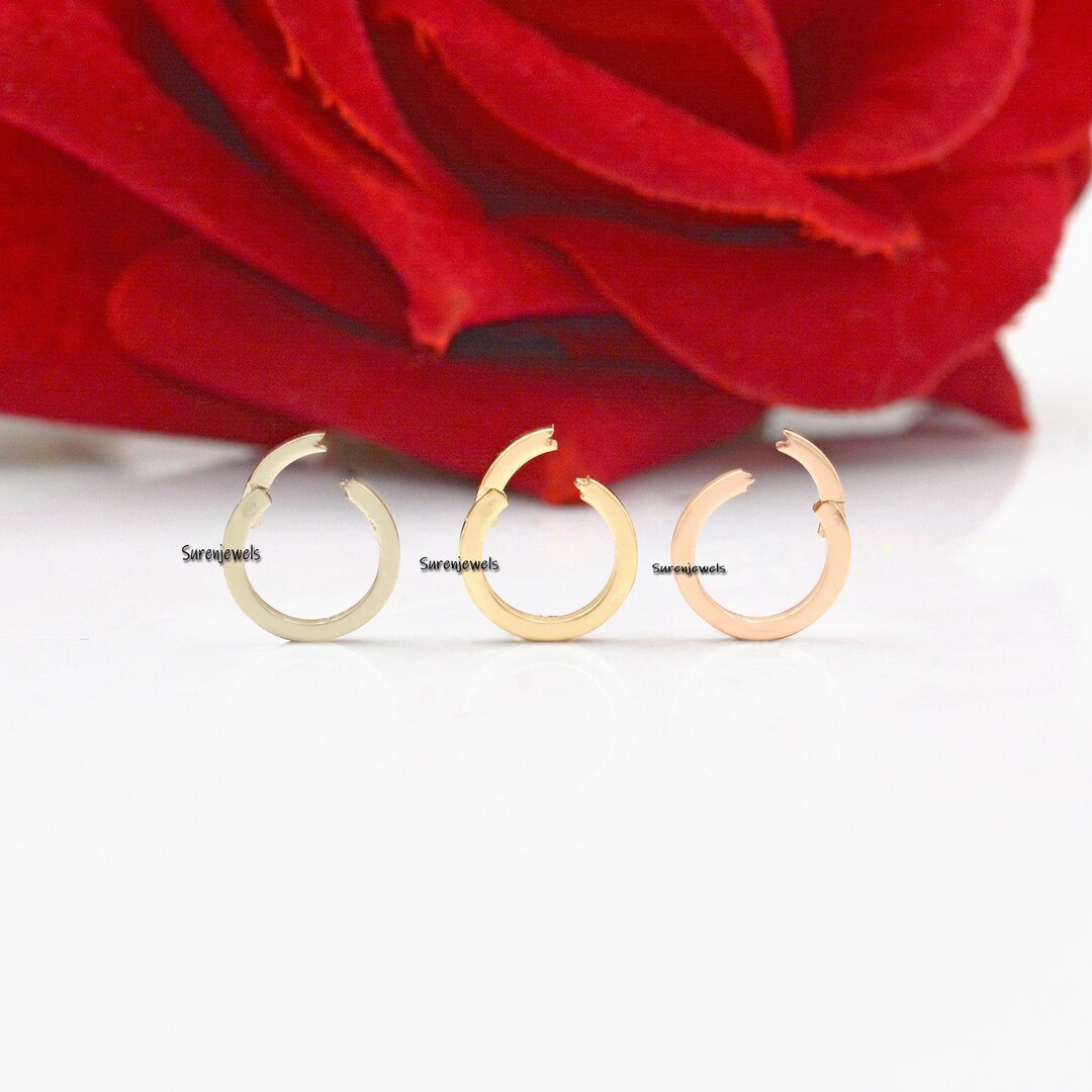 14K Gold Round Enhancer, Charm Enhancer Necklace, Enhancer Push Lock ...