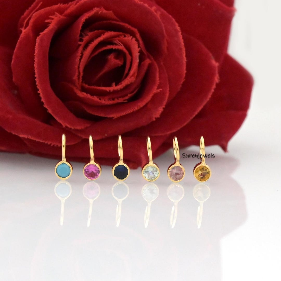 14K Gold Gemstone Drop Pendant: Dainty Charm (no Chain) - Etsy