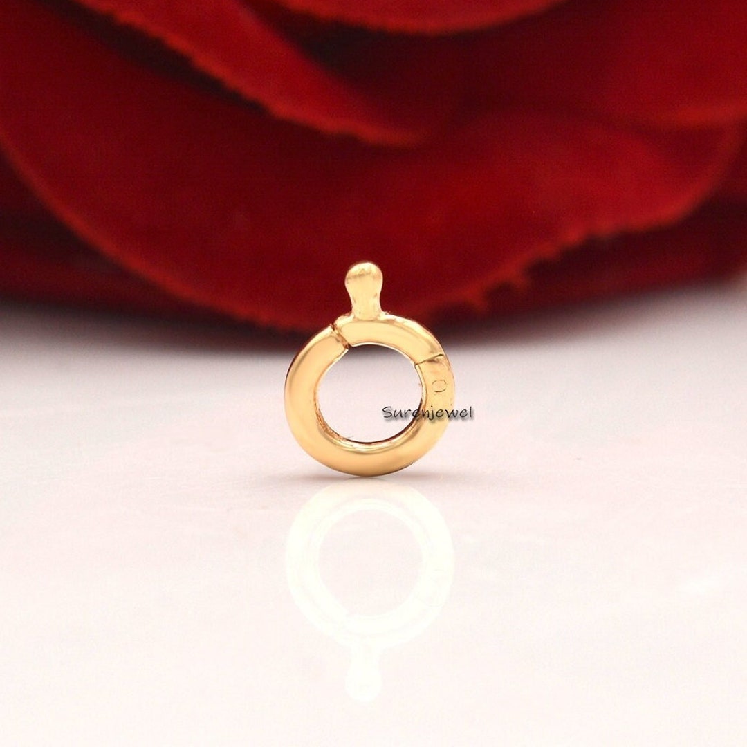 14k Solid Gold Round Charm Holder Enhancer, Circle Enhancer 14K Gold ...