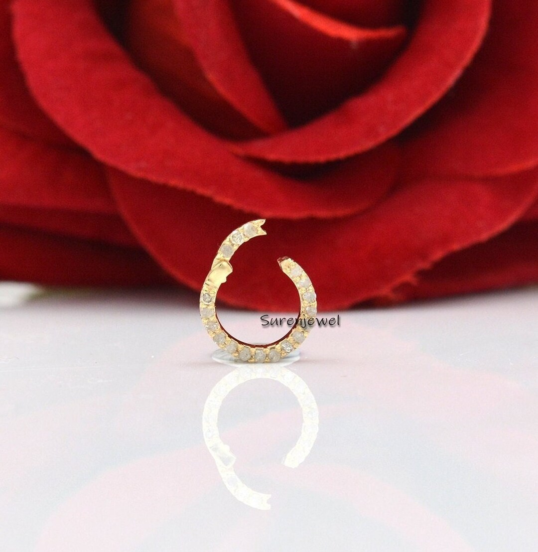 14K Gold Diamond Circle Enhancer, Charm Enhancer Gold, Charms Holder ...