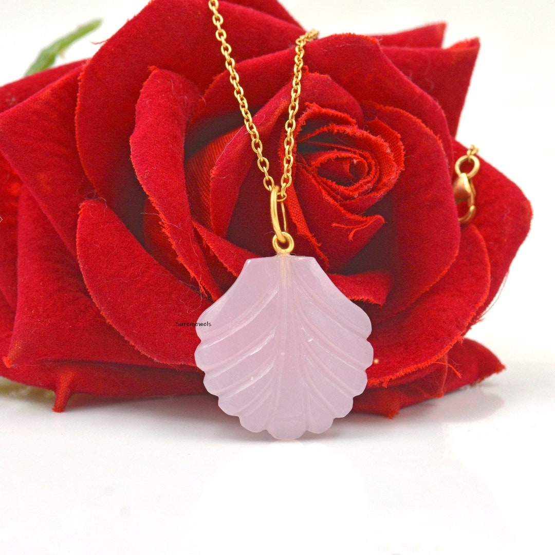 Gemstone Shell Charm, 14k Gemstone Cowrie Shell Pendant, Gemstone Shell ...