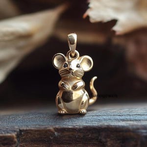 Solid 14k Gold Mouse Pendant: Designer Animal Jewelry - Etsy