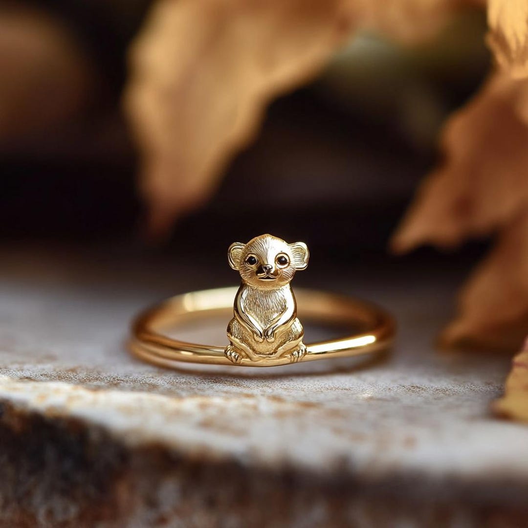 14k Gold Lemur Monkey Ring: Animal Jewelry - Etsy