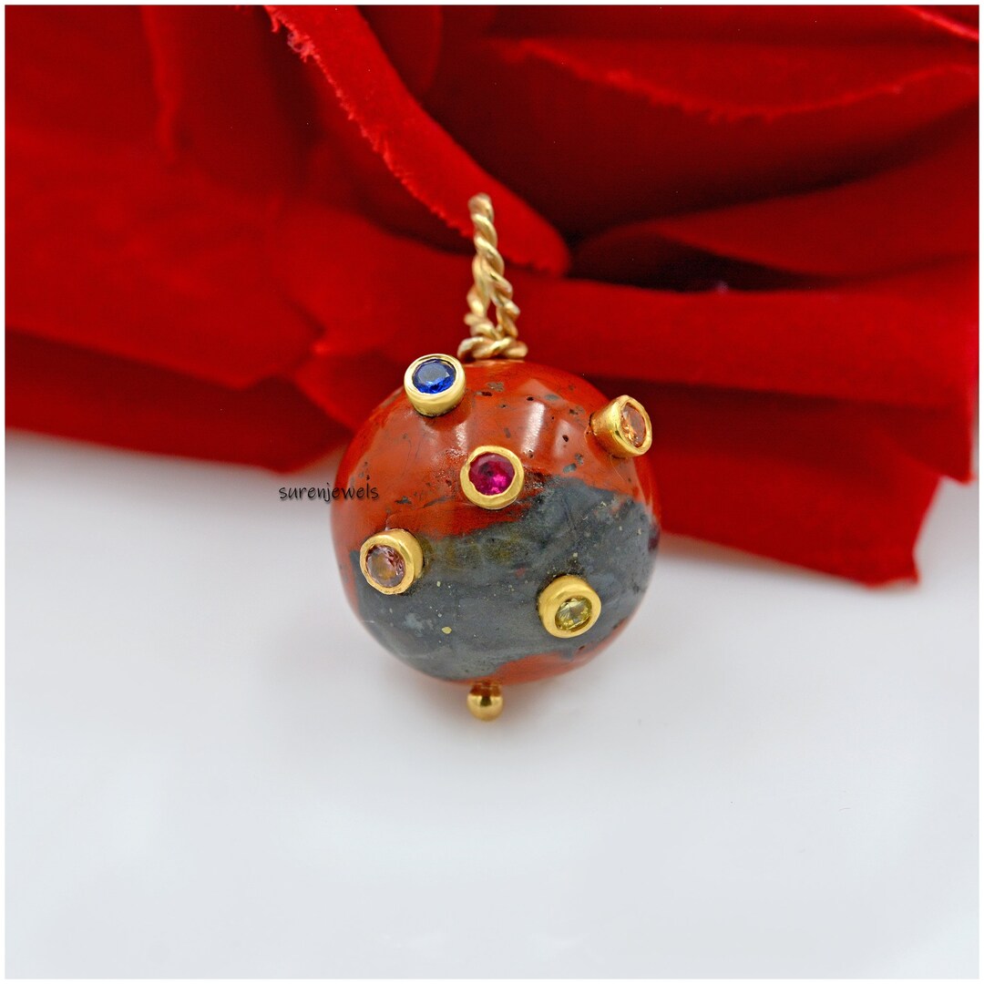 Hand Carved Gemstone Ball Pendant: Multi Stone Ball - Etsy