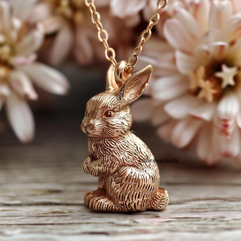 14k Rabbit Pendant - Etsy Canada 14k Rabbit Pendant - Etsy Canada