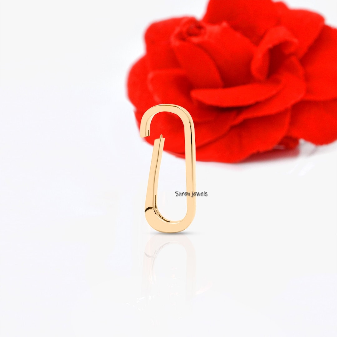 14k Gold Charm Holder, Removable Hinged Connector Pendant Bail Clasp ...