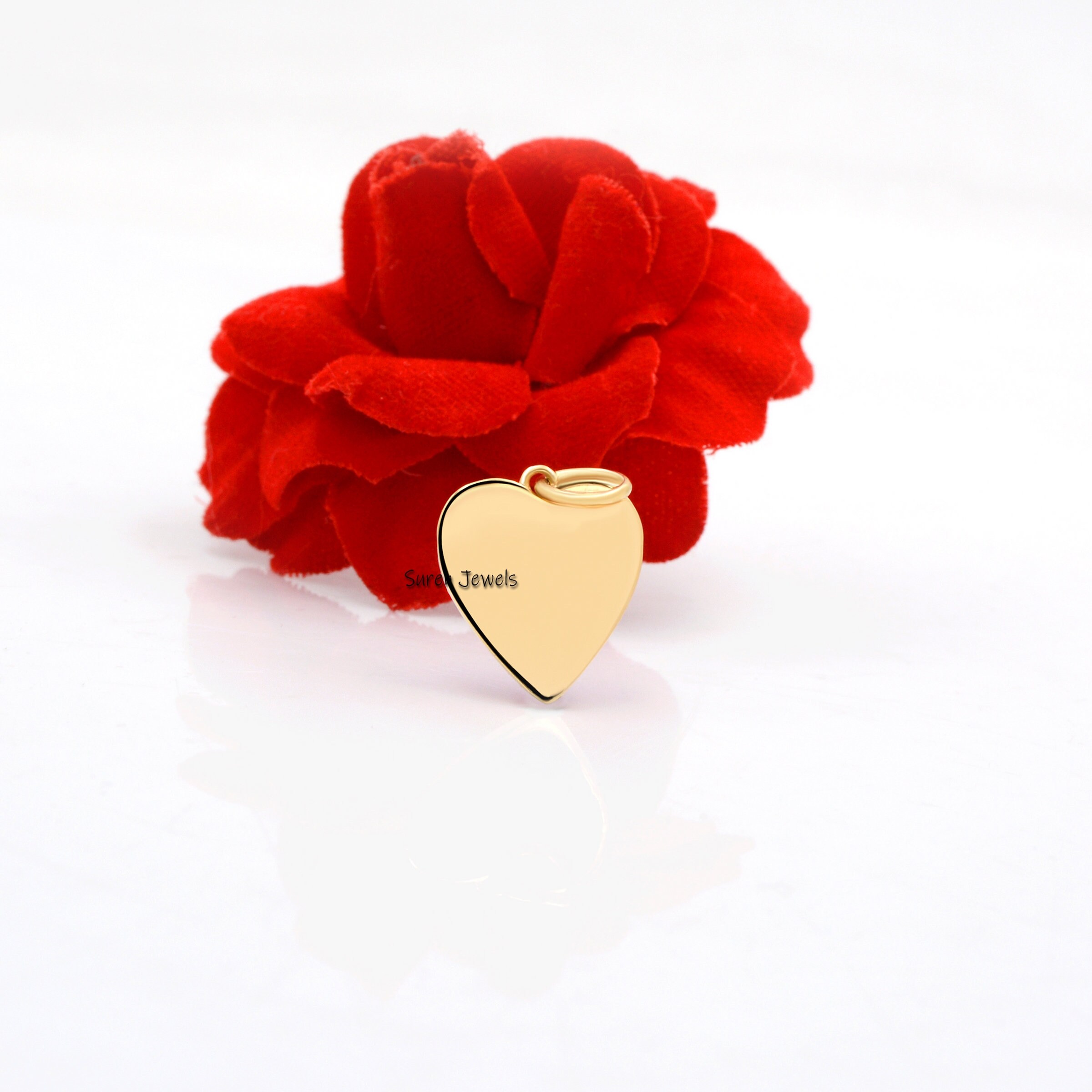 14K Gold Enamel Heart Charm Solid Gold Enamel Heart Charm | Etsy