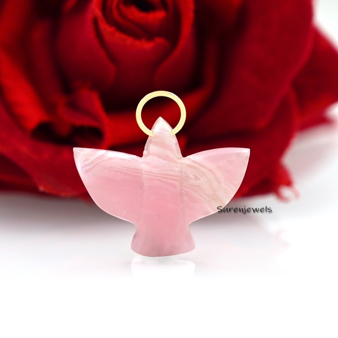 14k Gold Gemstone Bird Pendant, Gemstone Flying Swallow Bird Charm ...