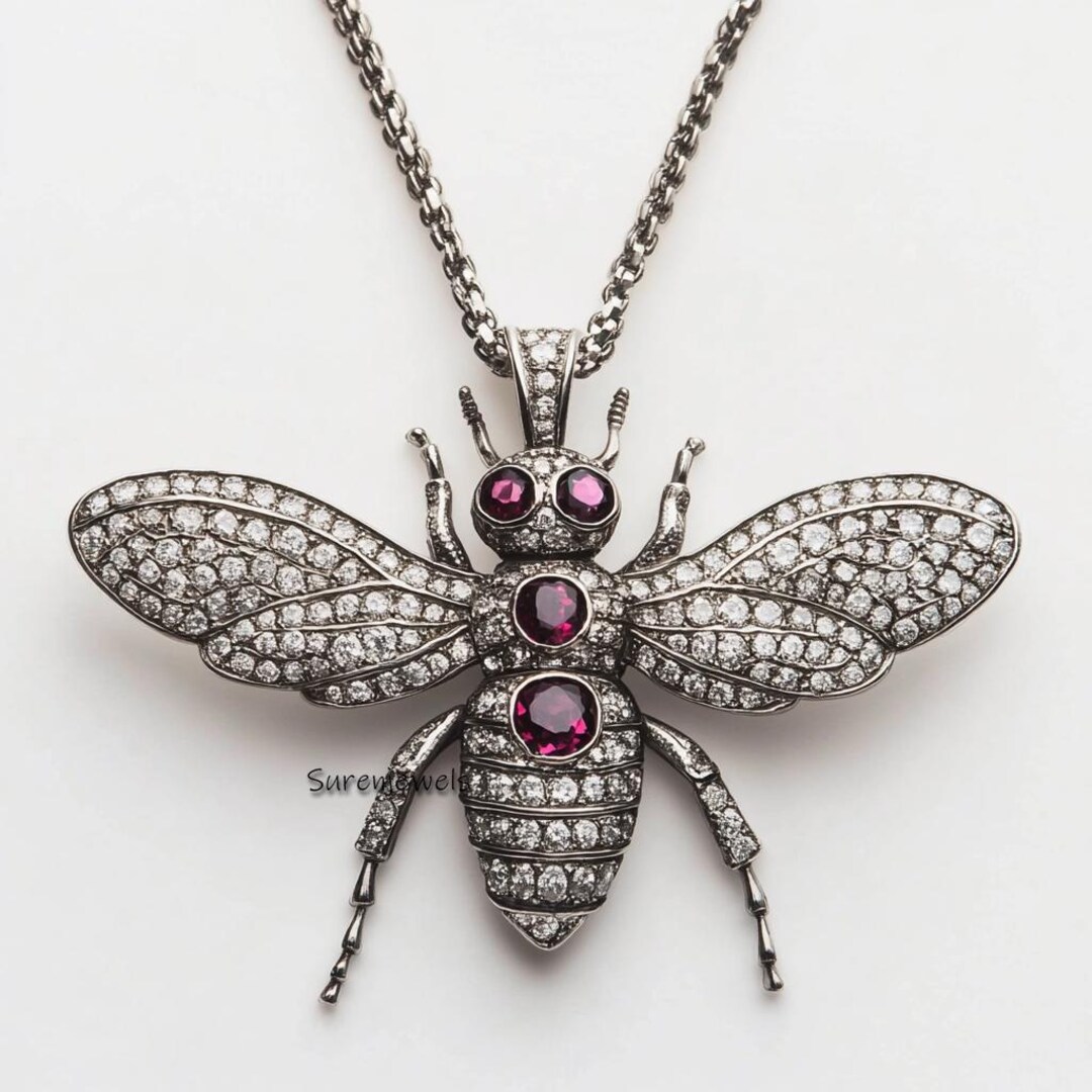 Pave Diamond Bee Pendant, Gemstone Bee Pendant, Pave Honey Bee Pendant ...