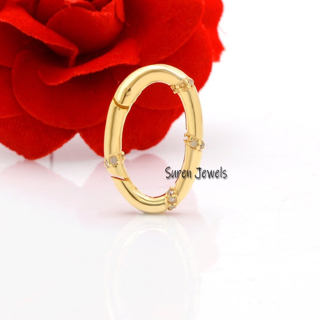 14k Gold Pave Diamond Circle Clicker: Clasp Lock Enhancer (20 MM) - Etsy