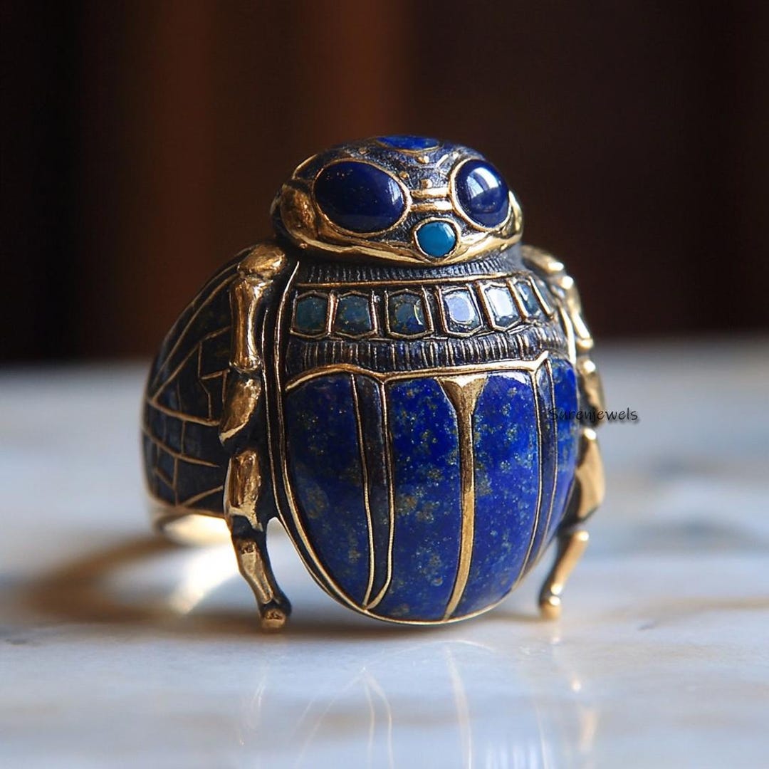 14k Gold Gemstone Scarab Ring, 14K Gold Designer Labradorite Scarab ...