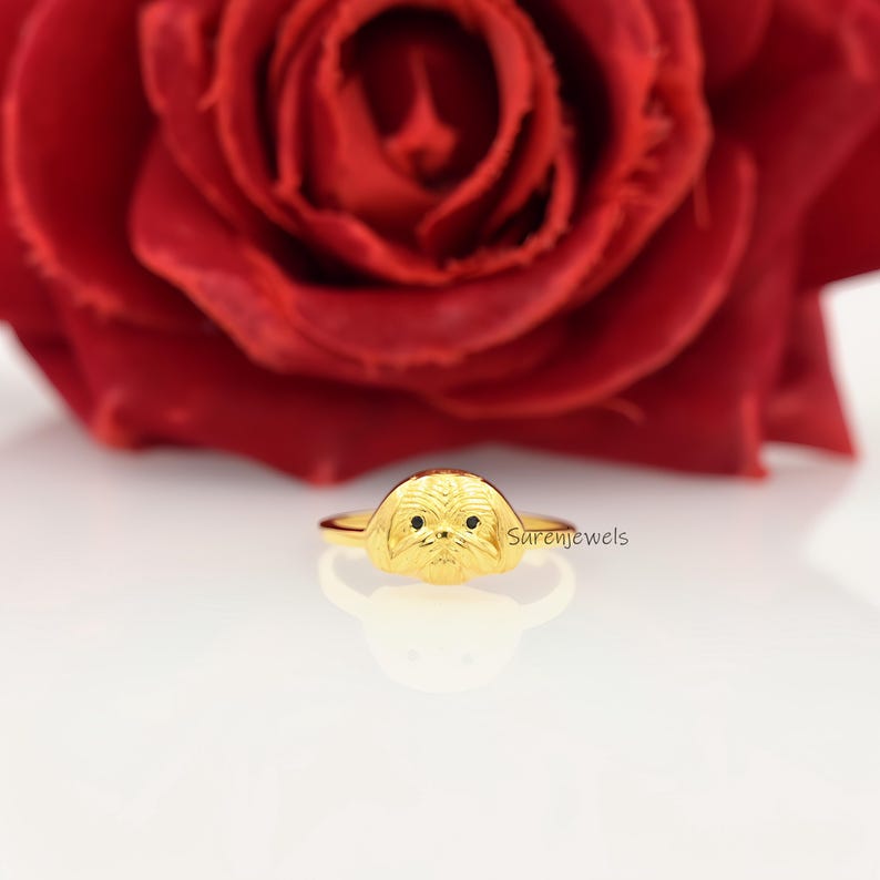 14k Gold Shih Tzu Ring: Dainty Animal Jewelry - Etsy