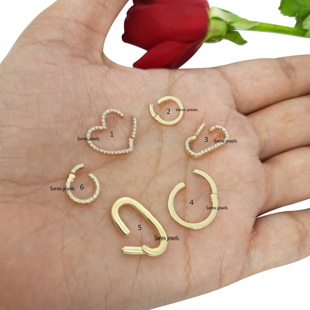 925 Silver Round Charms Holder: Enhancer Clasp Lock Pendant - Etsy