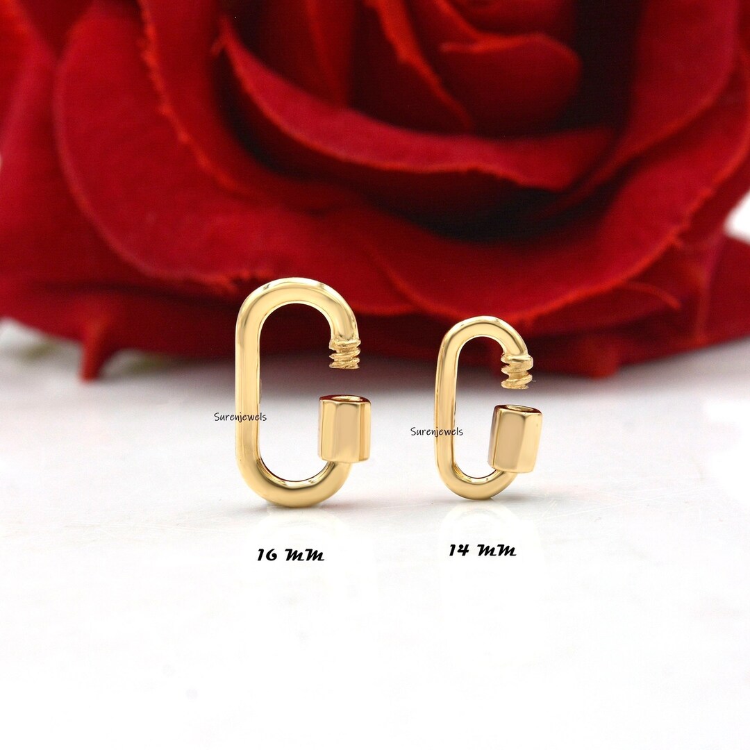 14k Yellow Gold Carabiner Lock: Jewelry Connector - Etsy