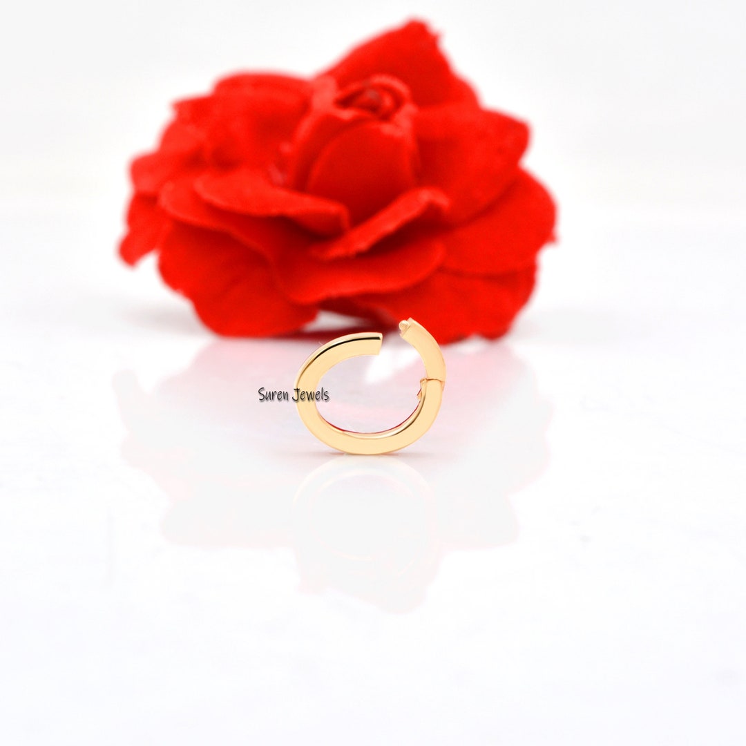 14K Gold Oval Push Lock: Handmade Enhancer Link (12x9 Mm) - Etsy