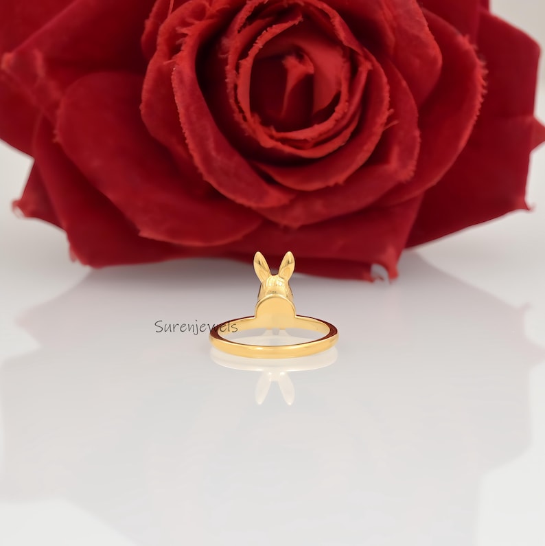 14k Gold Rabbit Ring: Dainty Bunny Animal Jewelry - Etsy