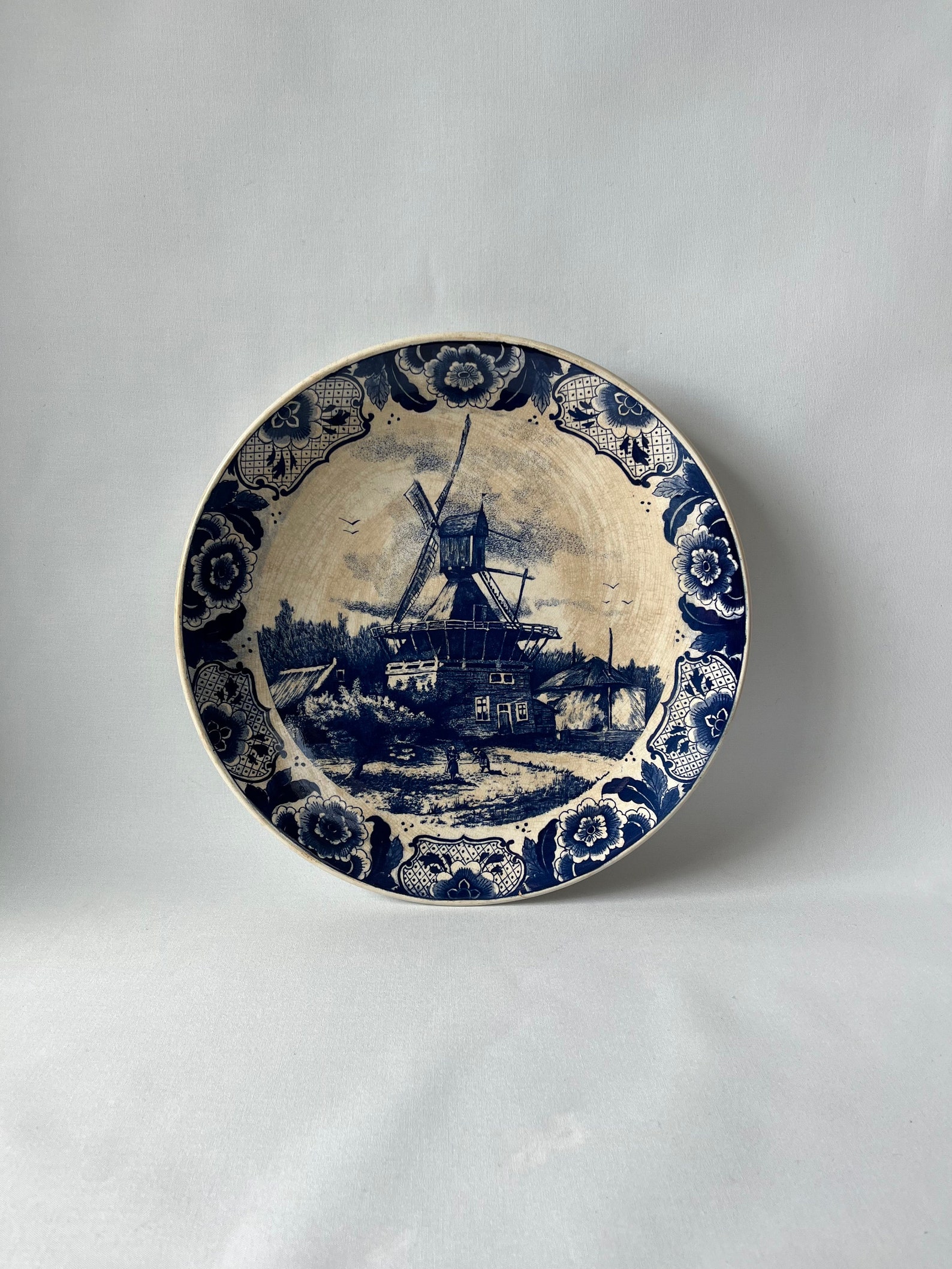 Vintage Antique Delfts Blauw Delft Blue Dutch Windmill Hand Painted ...