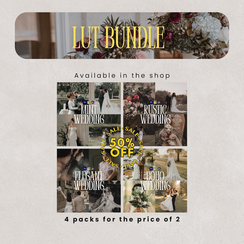 Boho Wedding Luts for Adobe Premiere Pro, 10 Video Presets, Warm Moody Retro Tones, Bohemian ...