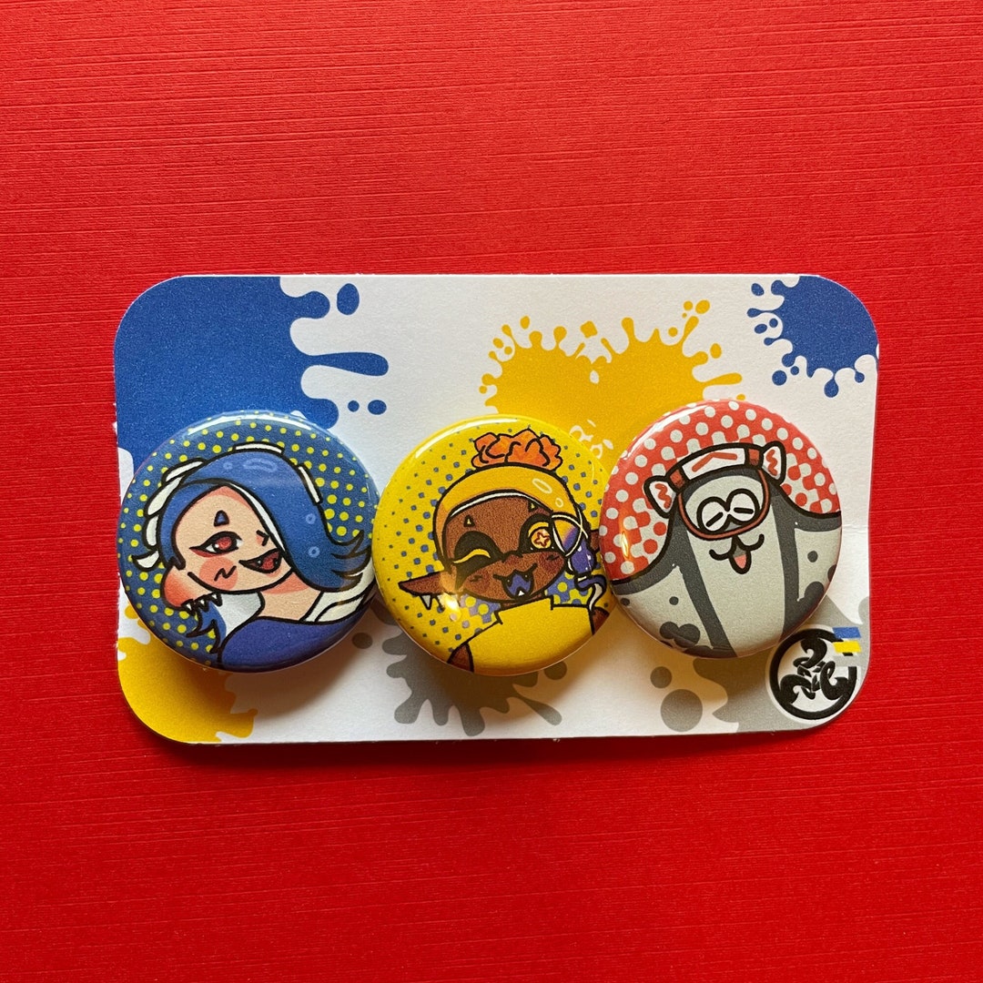 Deep Cut Splatoon 3 Button Pinback Set | Shiver, Frye, Big Man! - Etsy