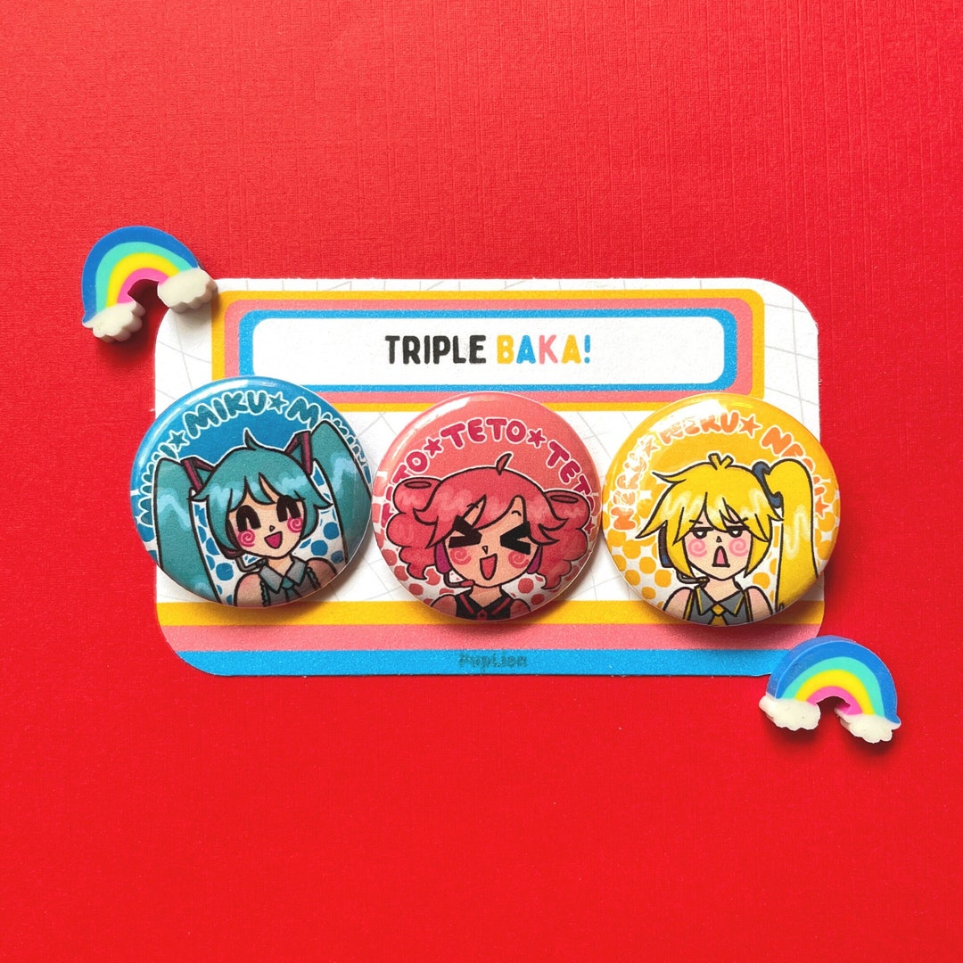 Triple Baka 1.25 3 Button Pinback Set Vocaloid Miku Teto Neru - Etsy
