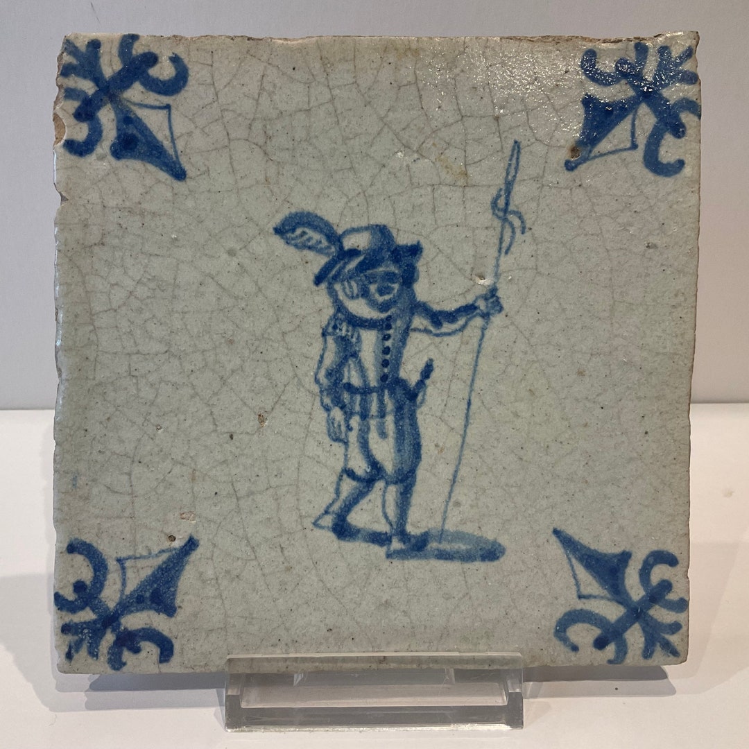 17th Century Dellft Tile of a Soldier Circa 1650 - Etsy