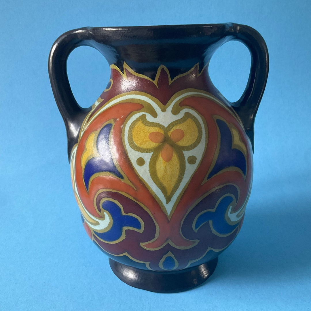 Art Deco Gouda 2 Handled Vase by the Gelria Arnhem Company, 1930. - Etsy