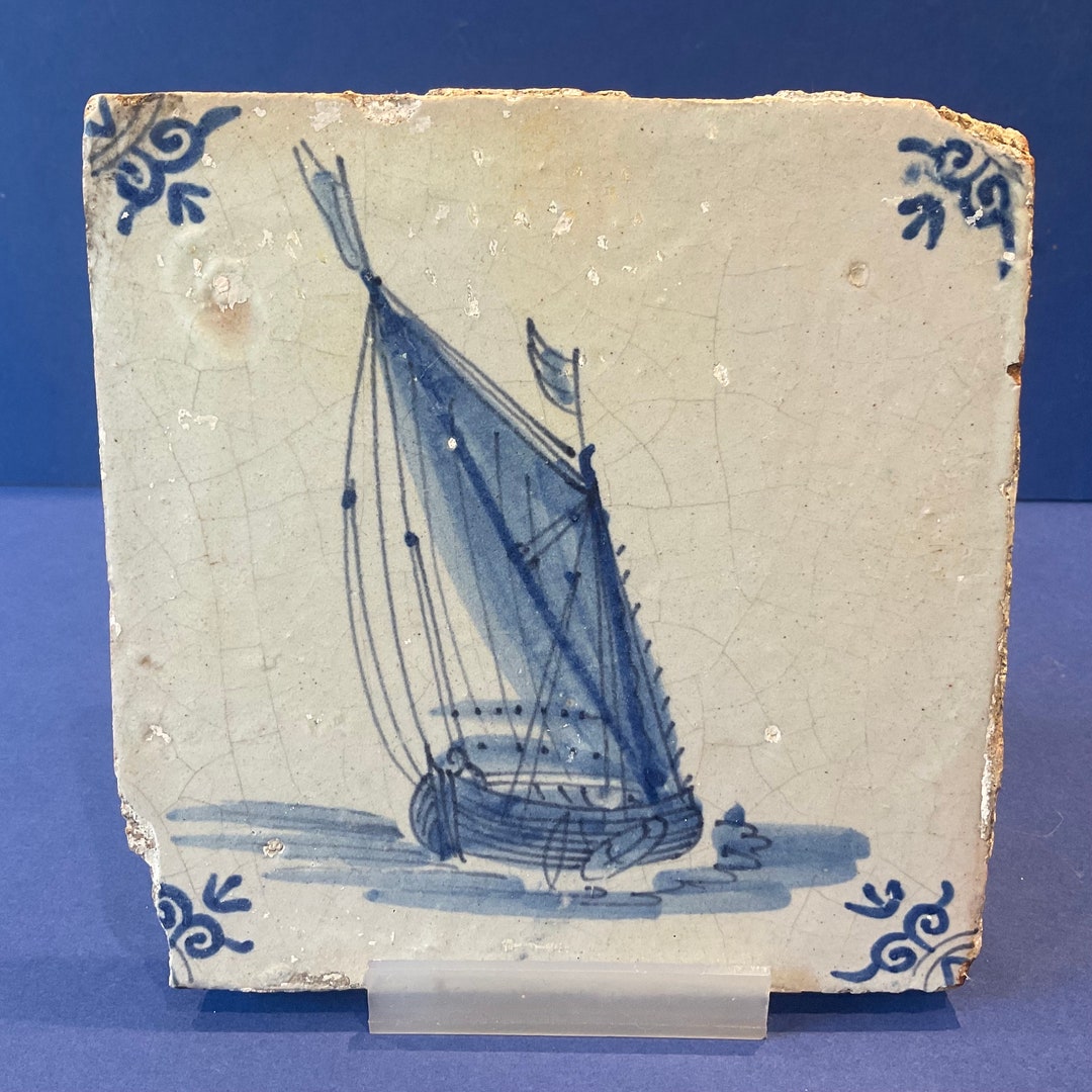17th Century Delft Tile of a Sailing Ship, Circa 1675 - Etsy