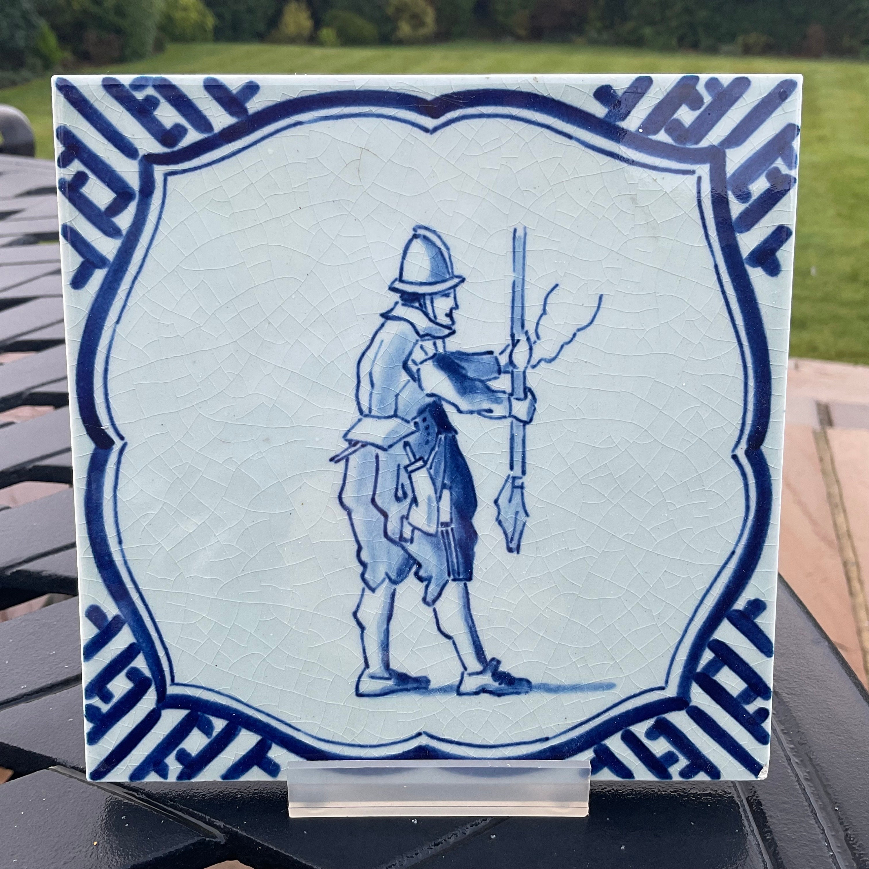 Porceleyne Fles Delft Handpainted Wall Tile of a Soldier, Mid 20th ...