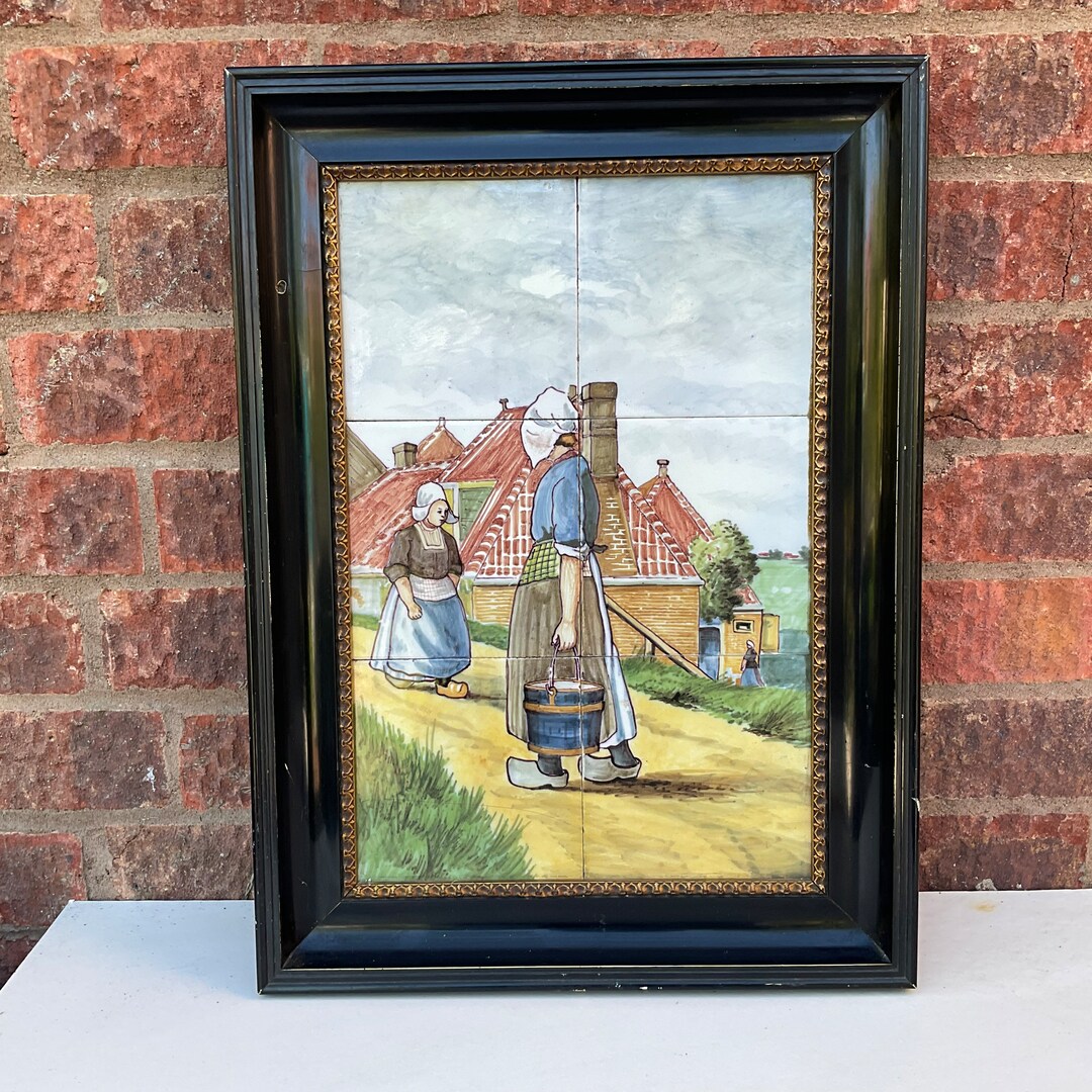 Delft Tile Tableau / Picture of Dutch Ladies in Costume After Henry ...