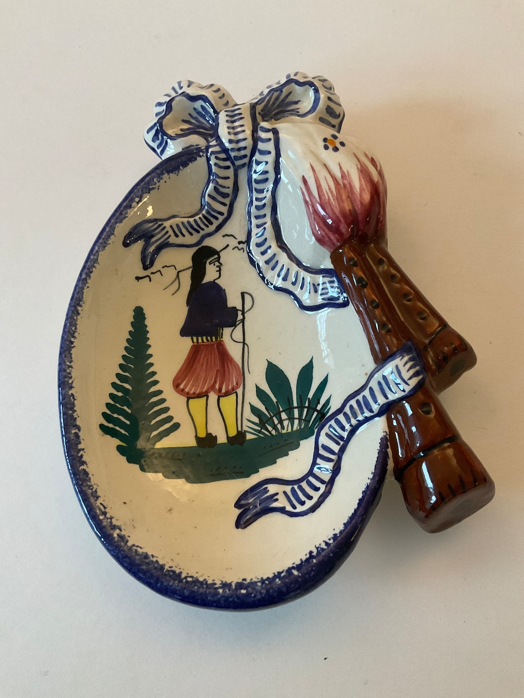 A French HB Quimper Dish in the Shape of Bagpipes, 1970s - Etsy