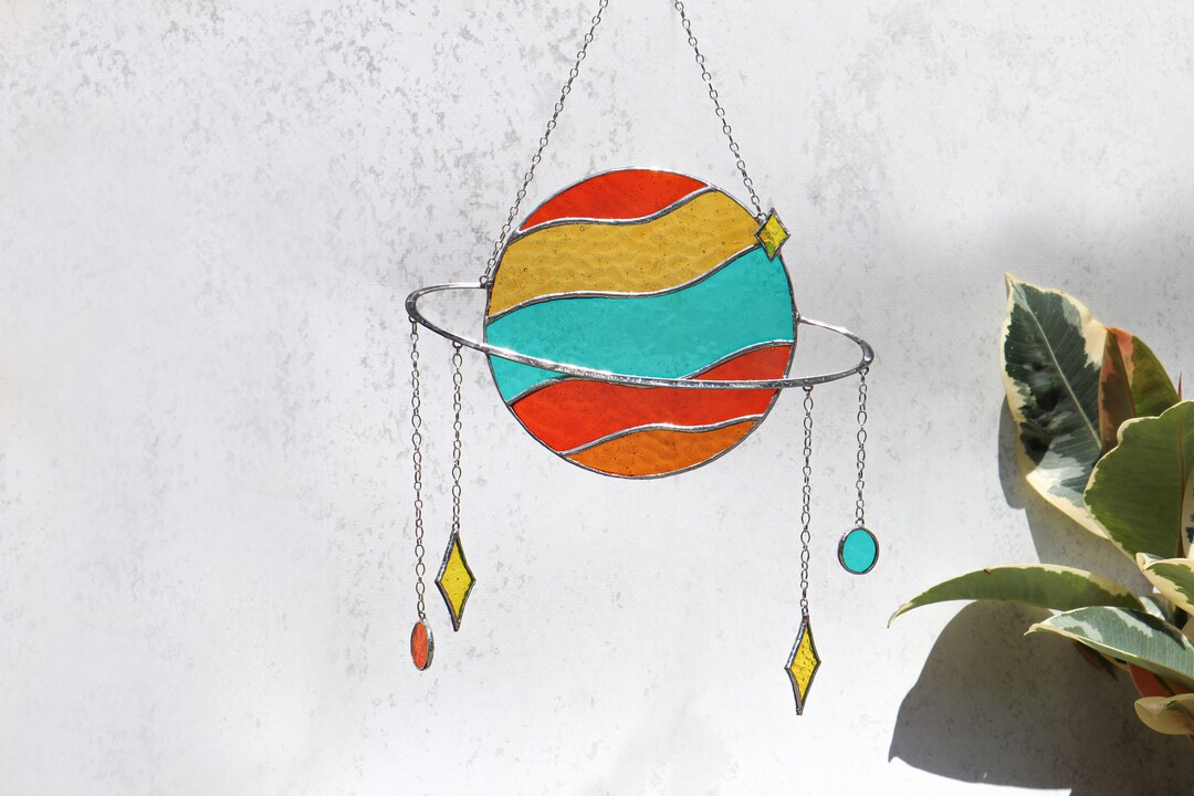 Suncatcher Saturn With Stars and Satellites Suncatcher Planet ...